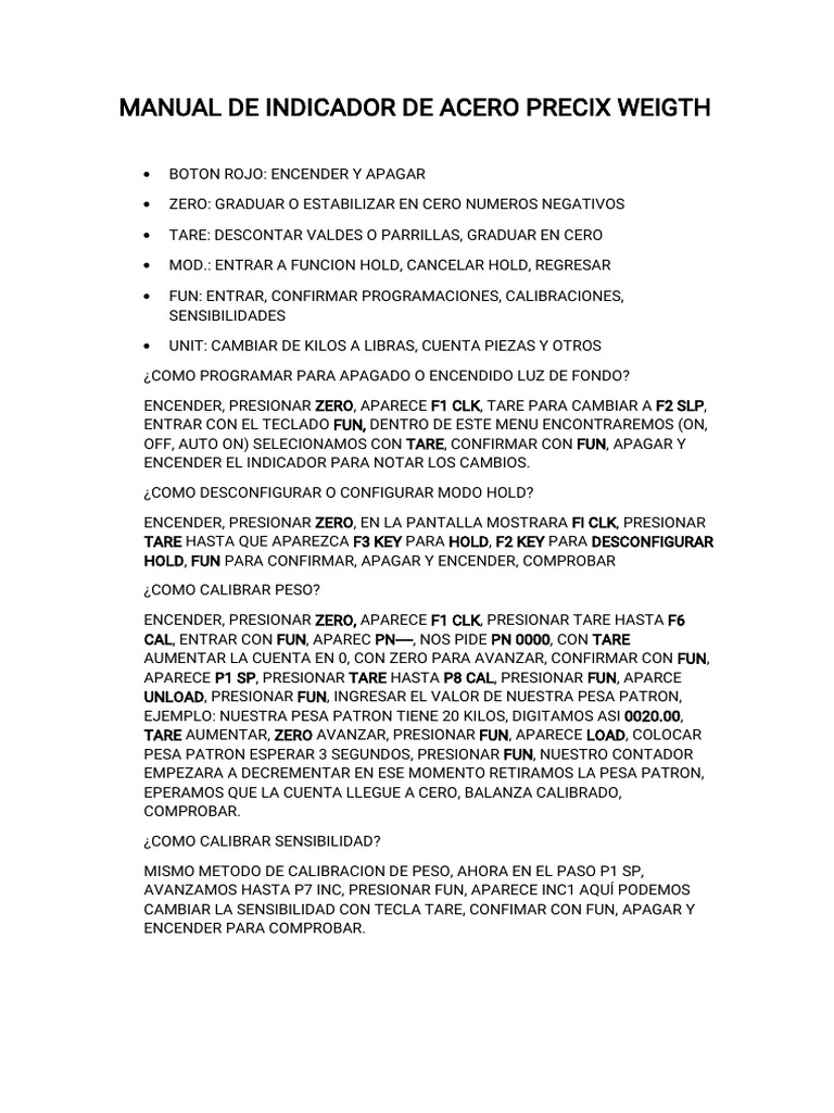 Manual Precix Weigth | PDF