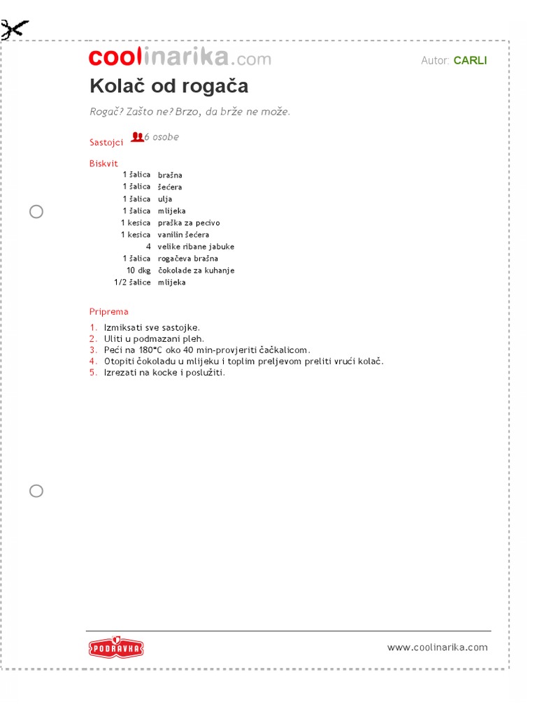 Kolac Od Rogaca | PDF