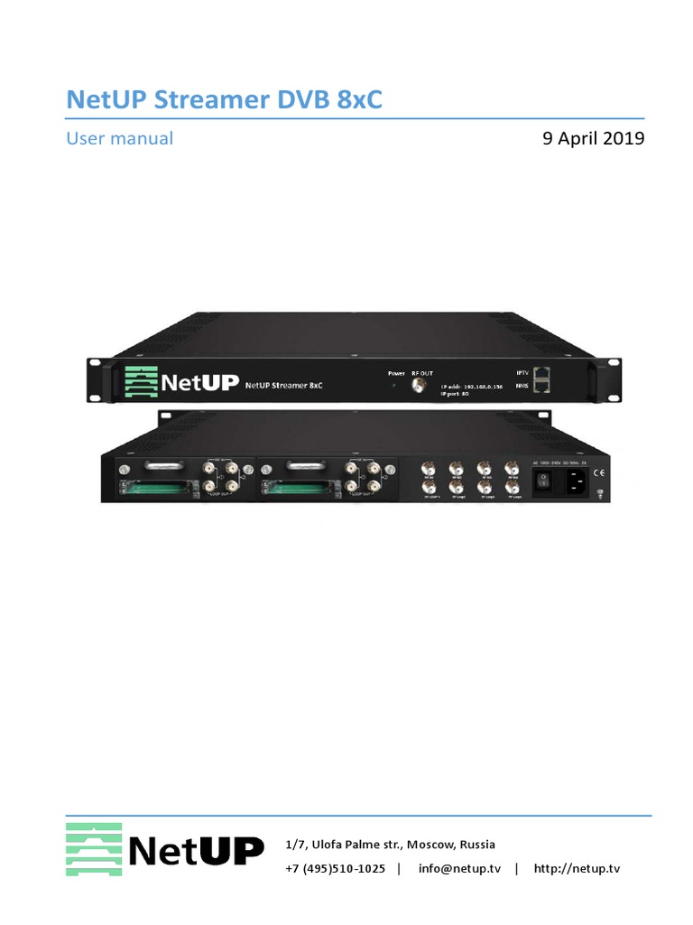 Netup Streamer DVB 8Xc: User Manual | PDF | Input/Output | Electronics