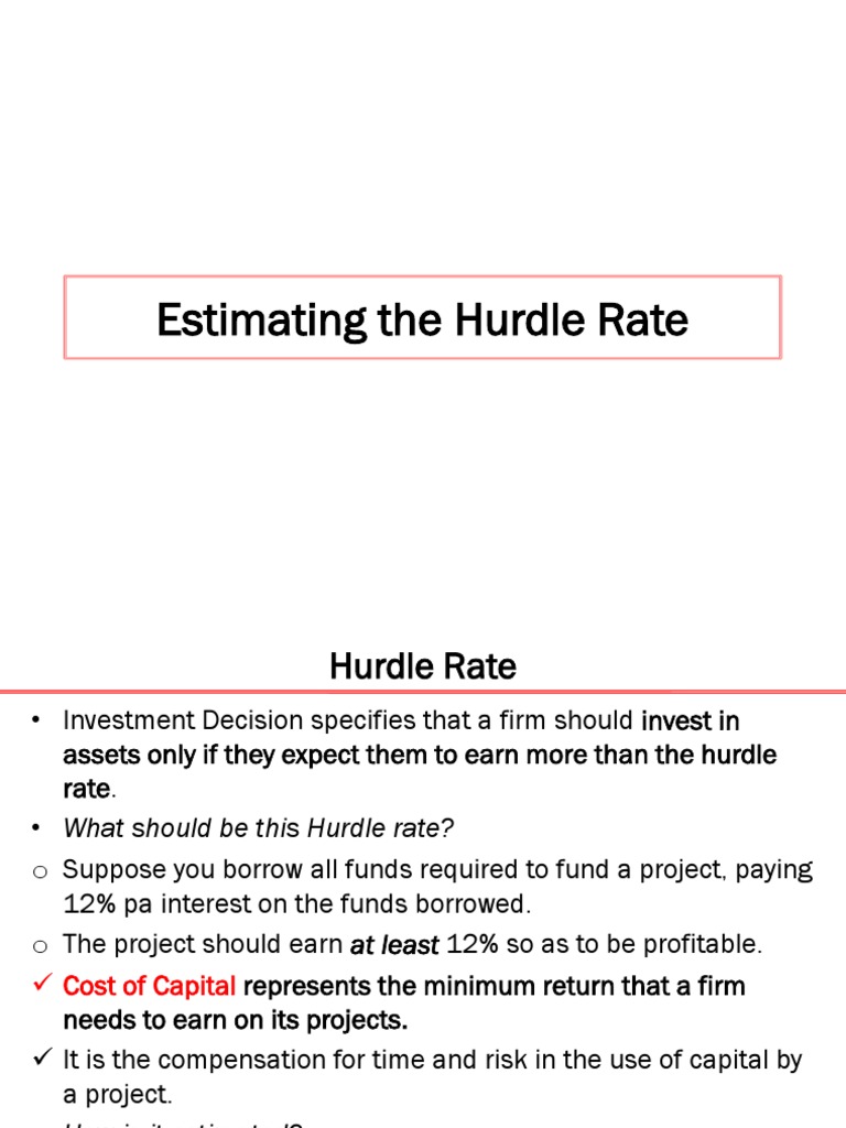 Hurdle Rate Calculation Methods | PDF | Cost Of Capital | Beta (Finance)
