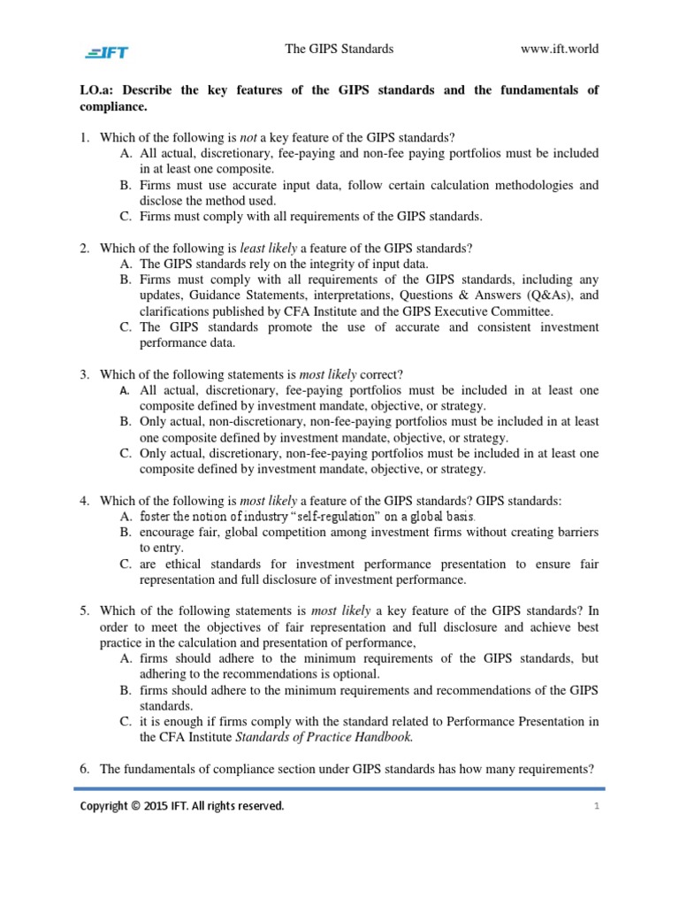 R05 The GIPS Standards Q Bank | PDF | Regulatory Compliance | Business
