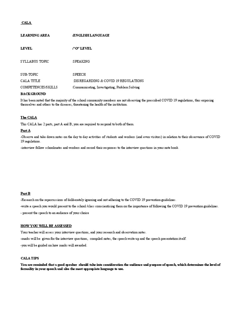 English Language CALA | PDF | Interview | Learning