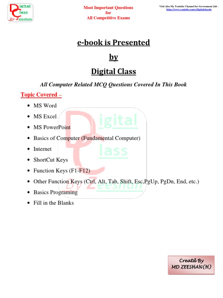 E Book Computer MCQ Final | PDF | Microsoft Word | Page Layout
