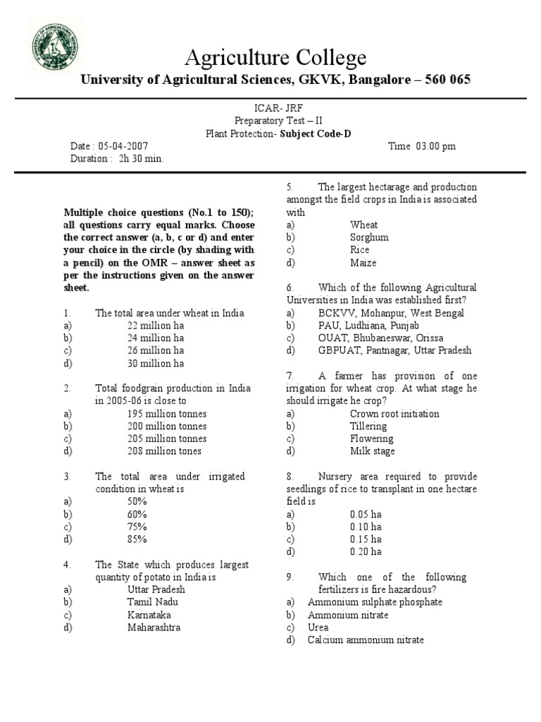 JRF Paper 2 | PDF | Pest (Organism) | Fertilizer
