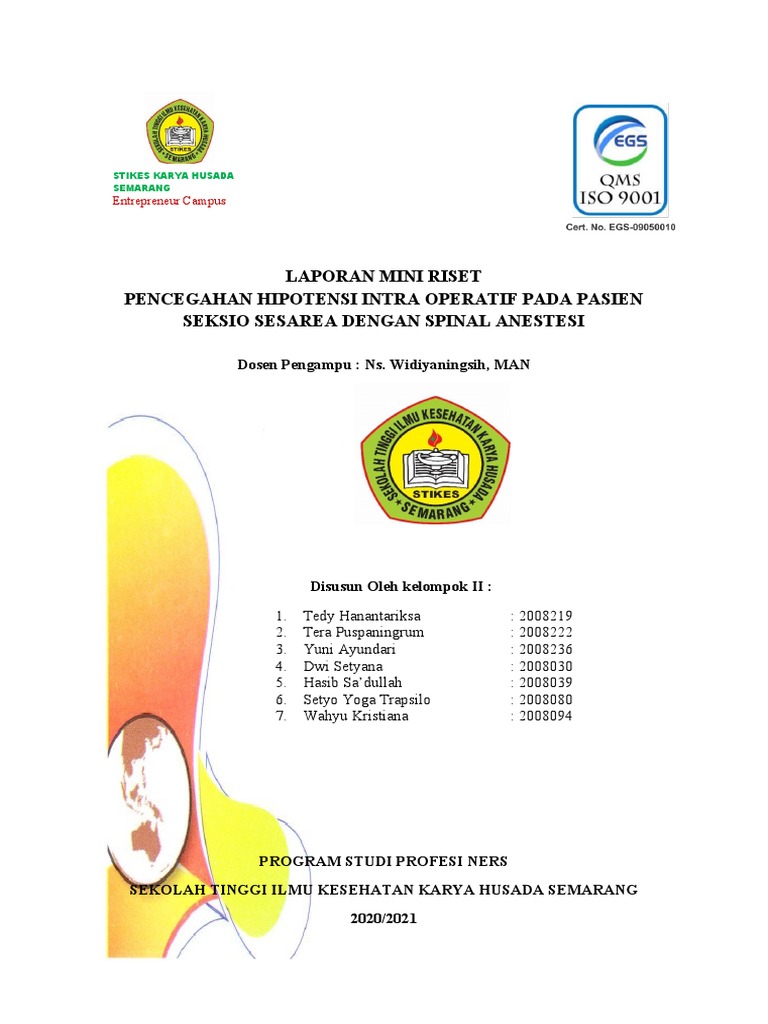 LAPORAN - Mini - Riset - KELOMPOK Intraoperatif | PDF | Sains & Matematika