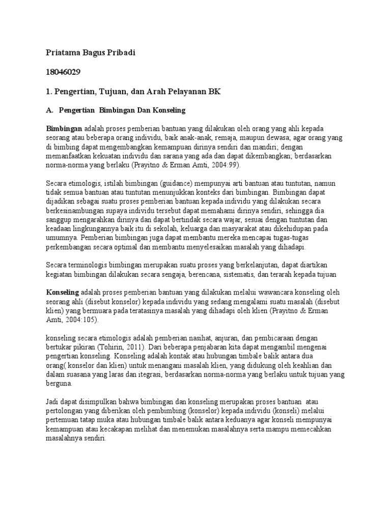 Materi BK 1 Pengertian BK DLL | PDF