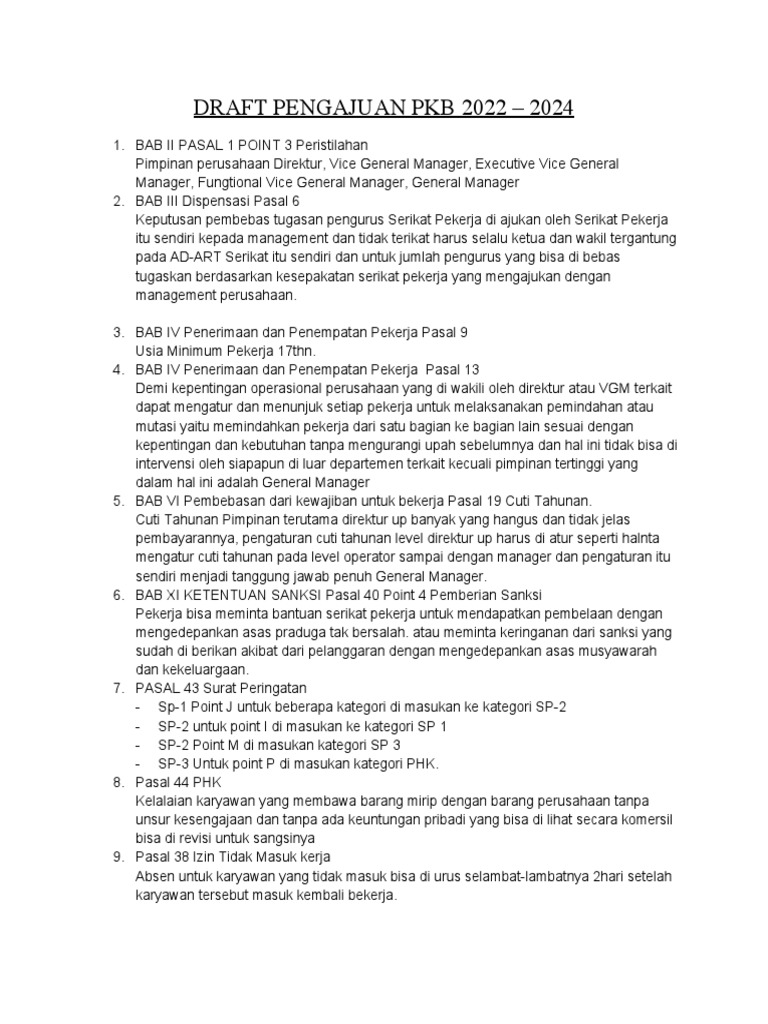 Draft Pengajuan PKB 2022 | PDF