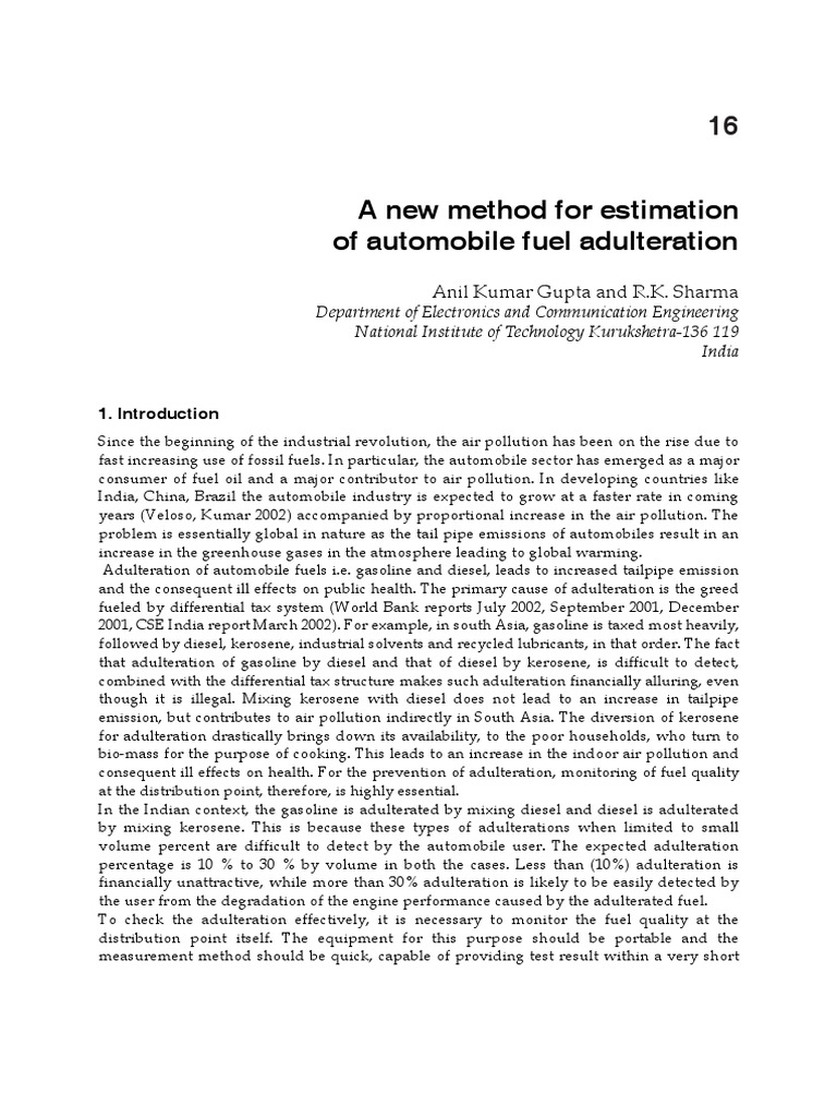 A New Method For Estimation of Automobile Fuel Adulteration | PDF | Optical Fiber | Diesel Fuel