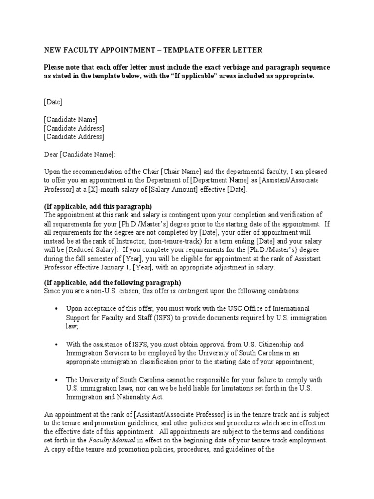 Sample Faculty Appt Letter Aug2010 | PDF | Government | Justice