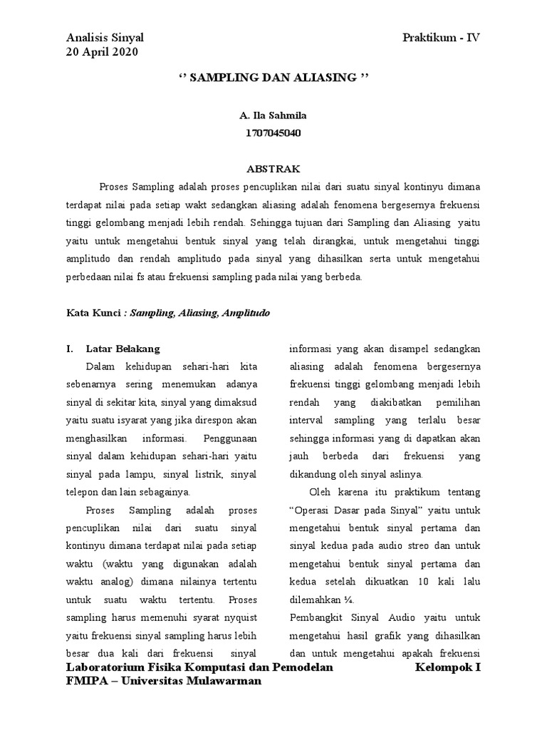 Laporan 4 (Sampling Dan Aliasing) | PDF