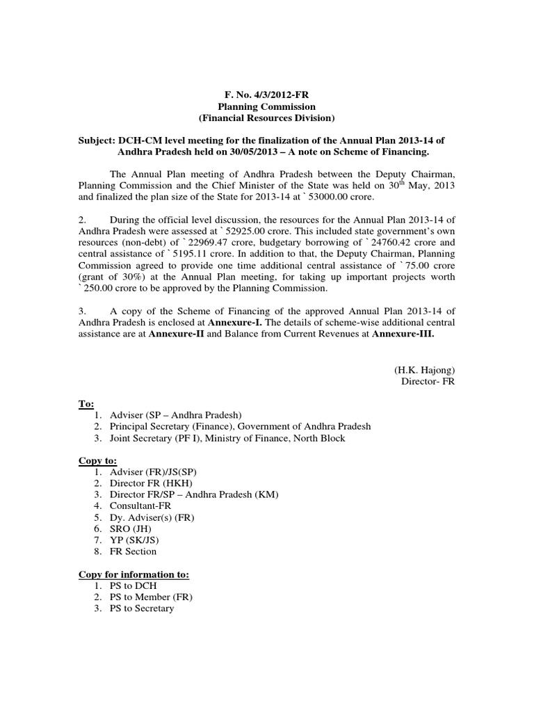 Annual Plan DCH Vs CM 2013 To 14 | PDF | Loans | Economies