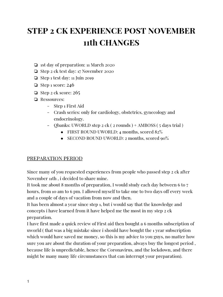 My Step 2 CK Experience | PDF | United States Medical Licensing Examination