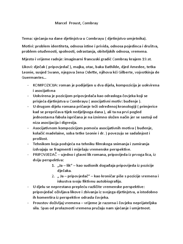 Marcel Proust, Combray | PDF