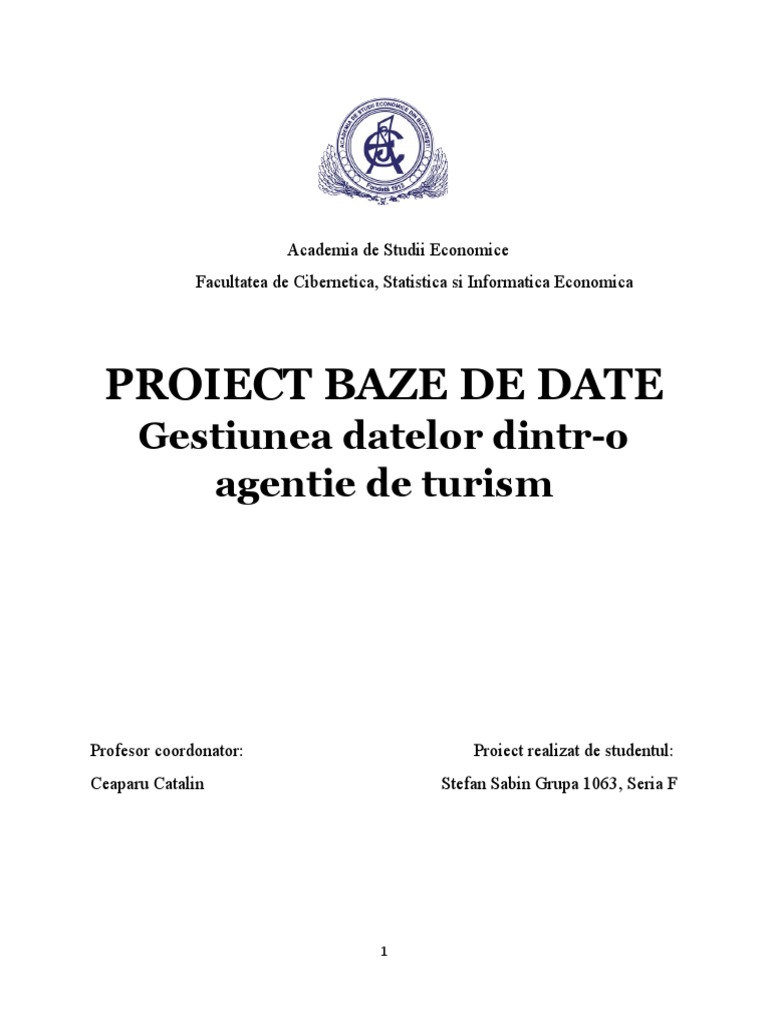 Proiect Baze de Date | PDF