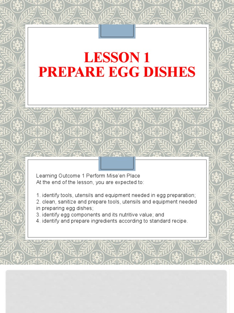 Lesson 1 Preparing Egg Dishes | PDF