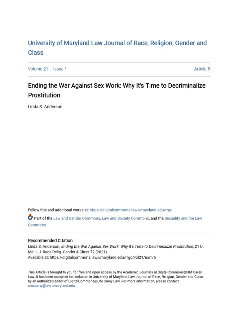 Ending The War Against Sex Work Why Its Time To Decriminalize