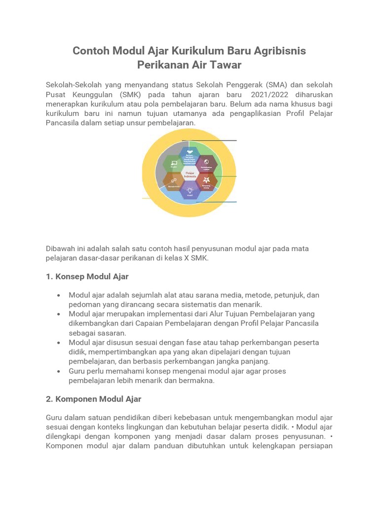 Contoh Modul Ajar Kurikulum Baru Agribisnis Perikanan Air Tawar | PDF | Kajian Bahasa Asing