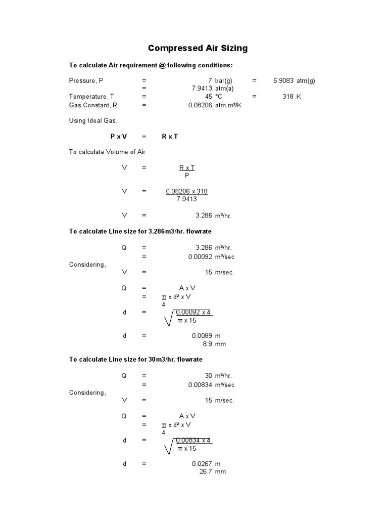 Compressed Air Sizing | PDF | Gases | Fluid Dynamics