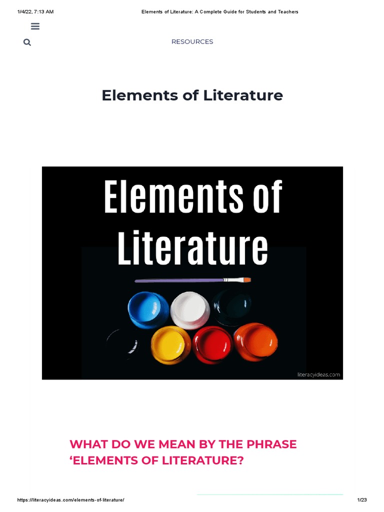 Elements of Literature - A Complete Guide For Students and Teachers ...
