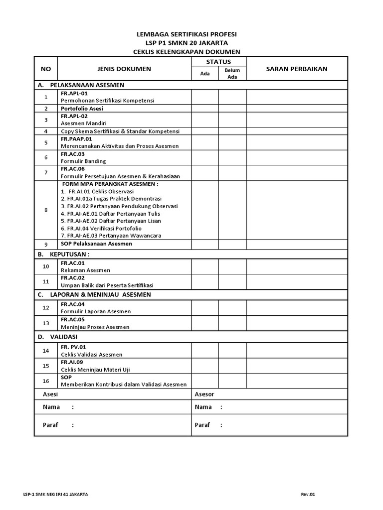 Ceklis Kelengkapan Ok | PDF