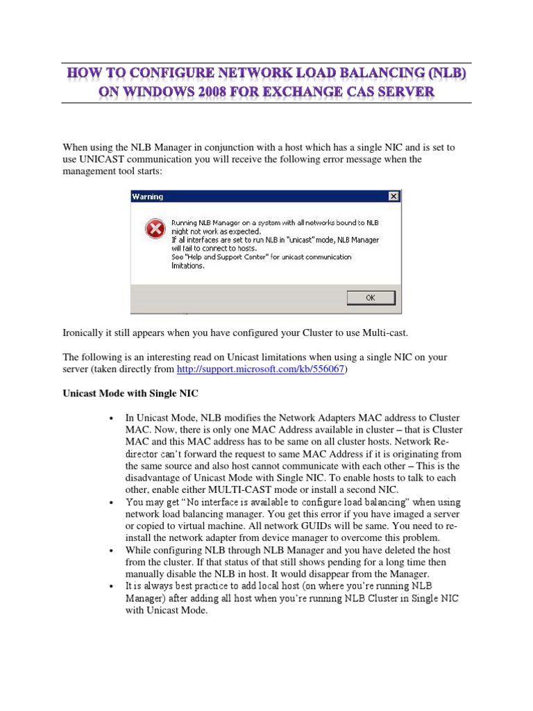 How To Configure Network Load Balancing | PDF | Computer Cluster | Ip ...