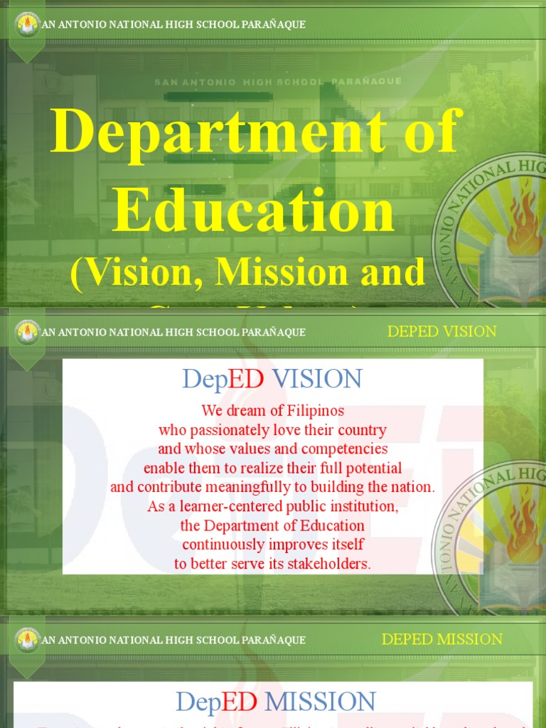 DepEd (Vision, Mission and Core Values) | PDF
