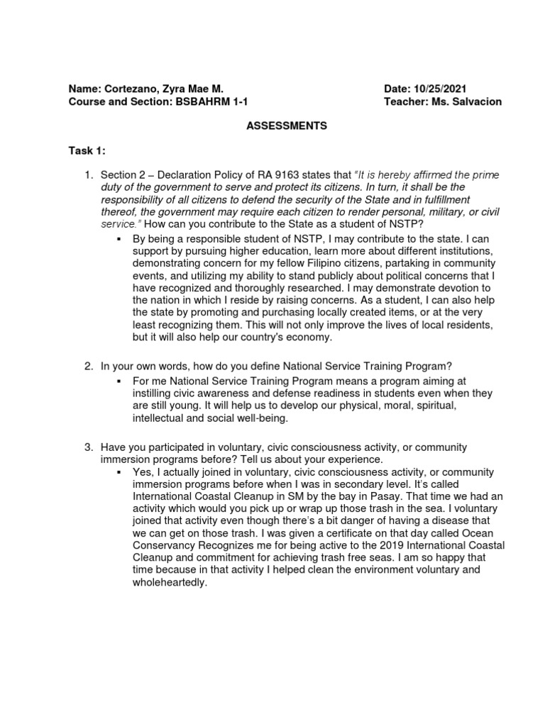 Assessments Module 1 Cortezano Zyra Pdf Citizenship 