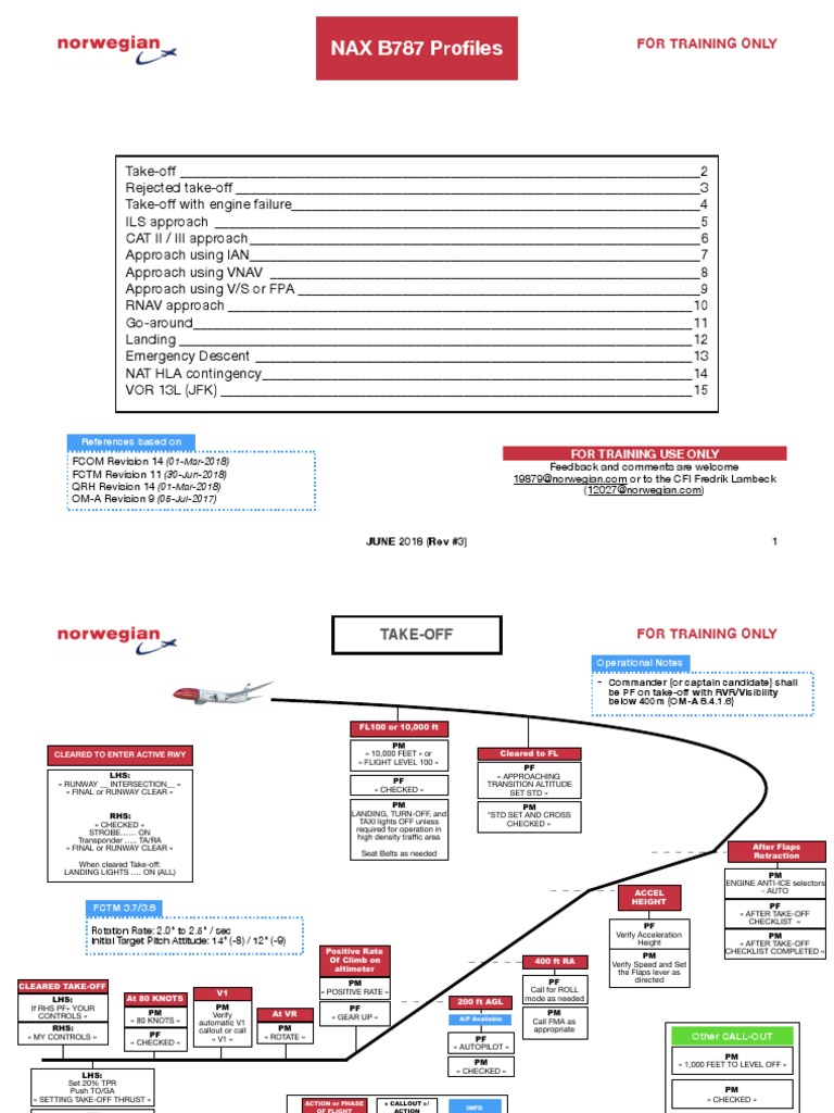 NAX B787 Profiles: For Training Only | PDF | Takeoff | Aviation