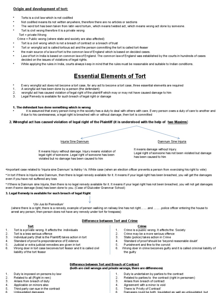 Understanding Tort Law: Key Concepts and Remedies | PDF | Tort | Legal ...