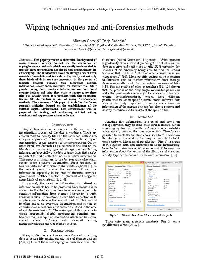 Wiping Techniques and Anti-Forensics Methods | PDF | Metadata ...