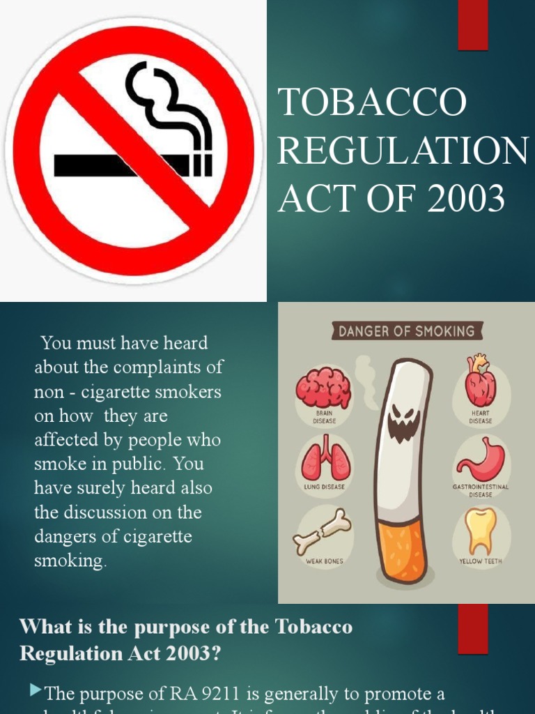 Tobacco Regulation ACT OF 2003 | PDF | Tobacco Smoking | Addiction