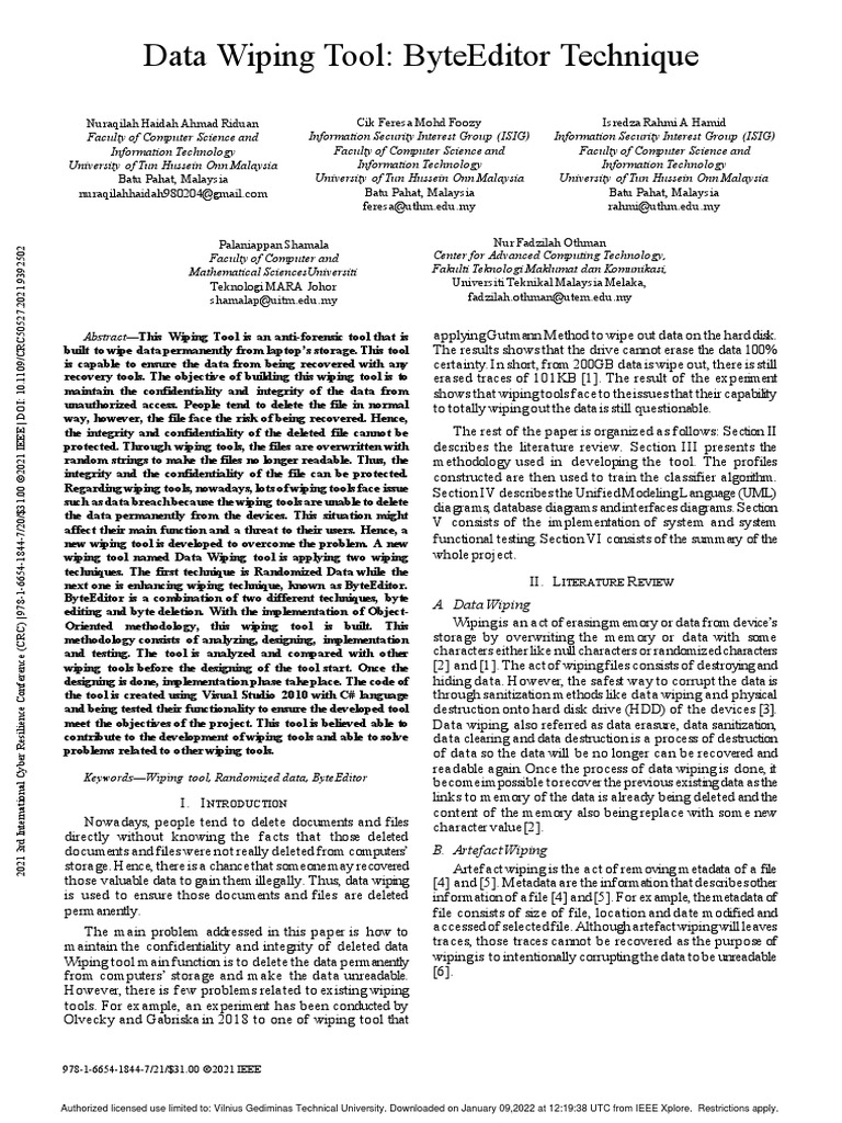 Data Wiping Tool: Byteeditor Technique: Abstract | PDF | Computer File ...