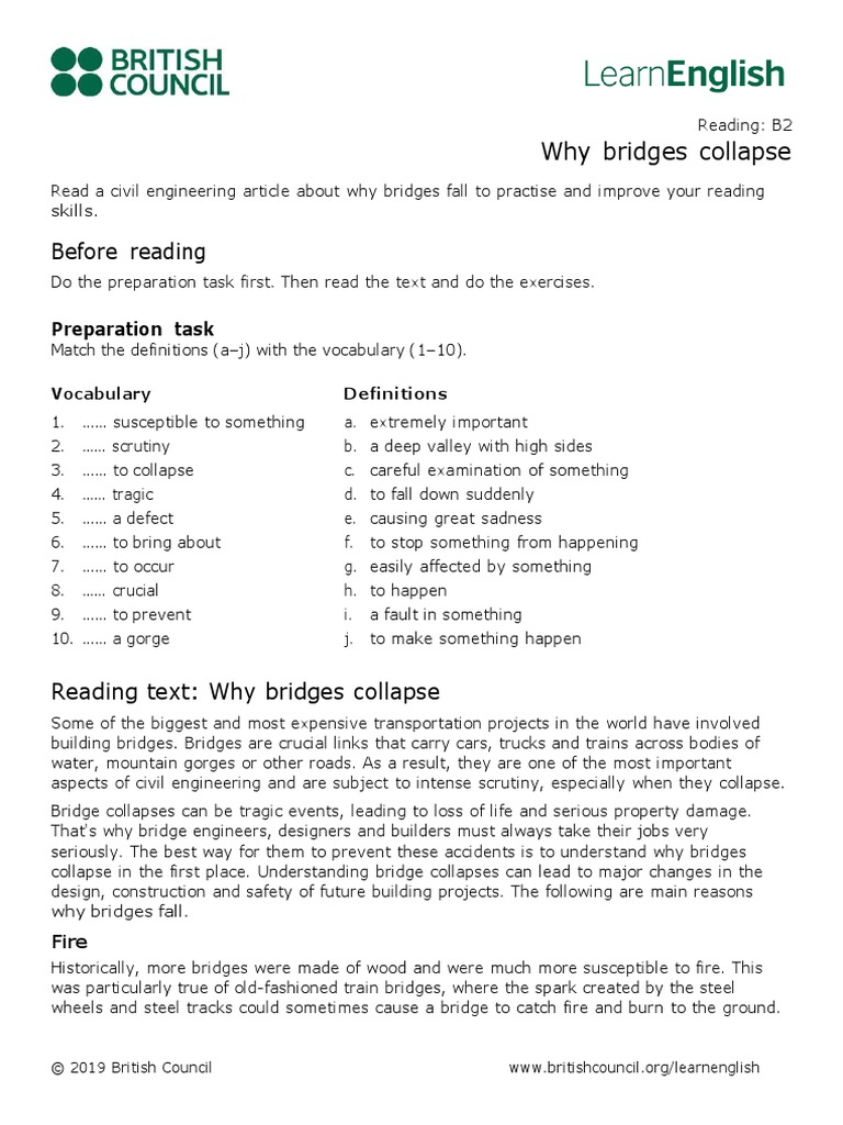 LearnEnglish Reading B2 Why Bridges Collapse | PDF | Bridge | Earthquakes