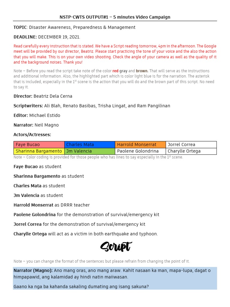 NSTP Campaign Video Script | PDF
