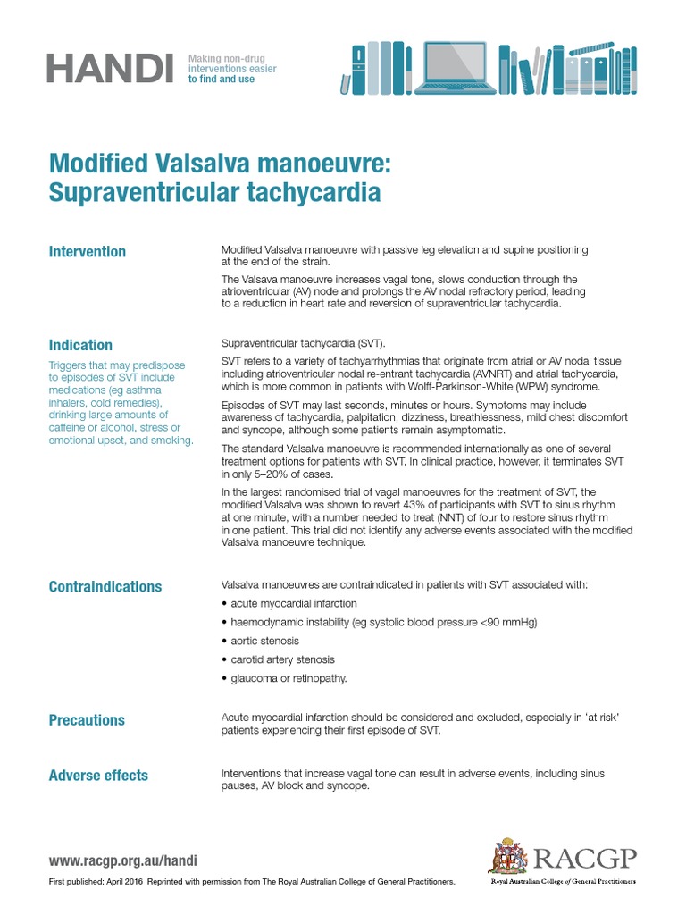 Modified Valsalva Manoeuvre For Supraventricular Tachycardia | PDF ...