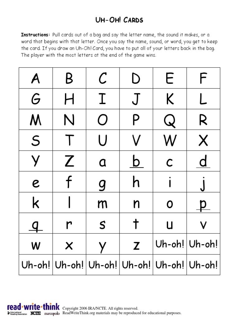 Uh Oh Cards | PDF