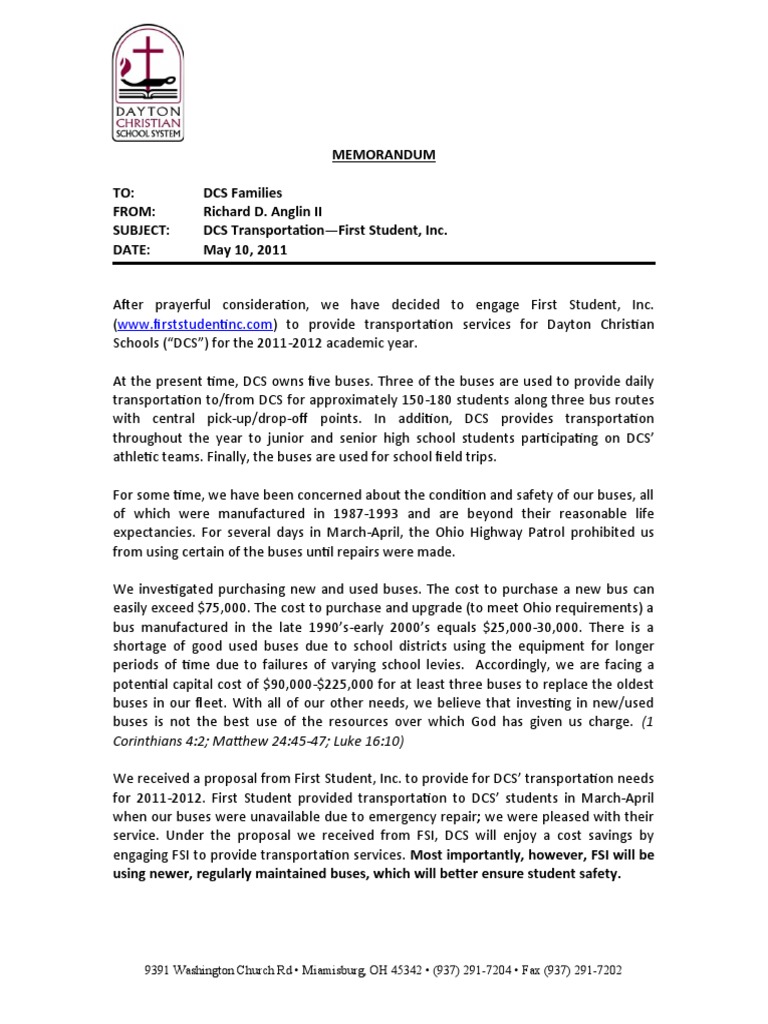 Transportation - Memorandum | PDF | Bus