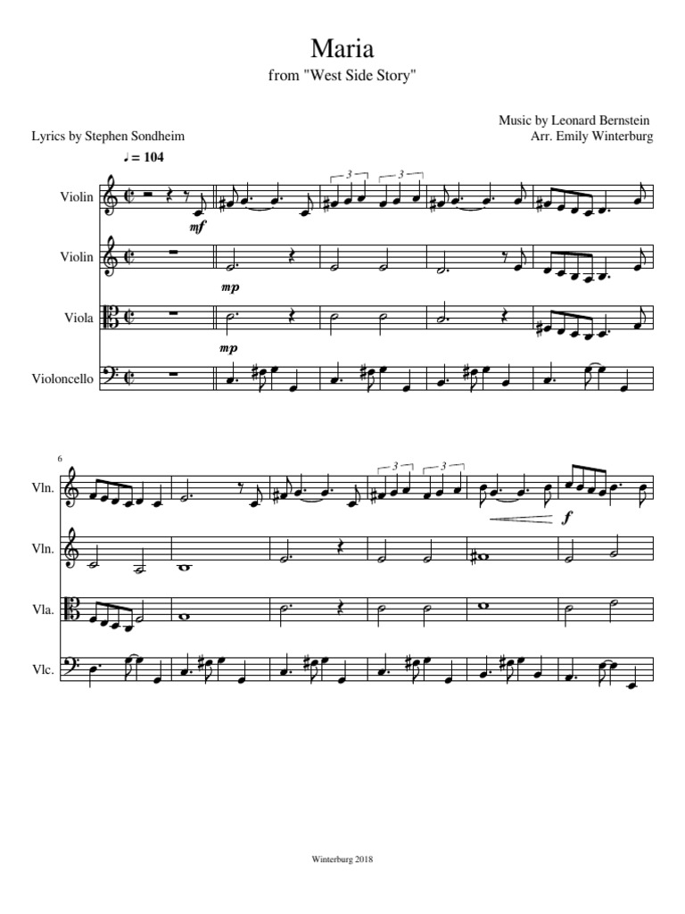 West Side Story: Maria Sheet Music | PDF