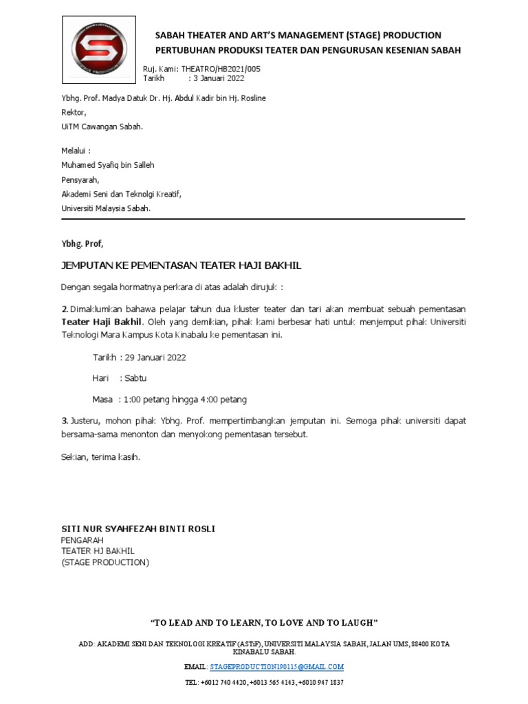 Surat Jemputan Uitm KK | PDF