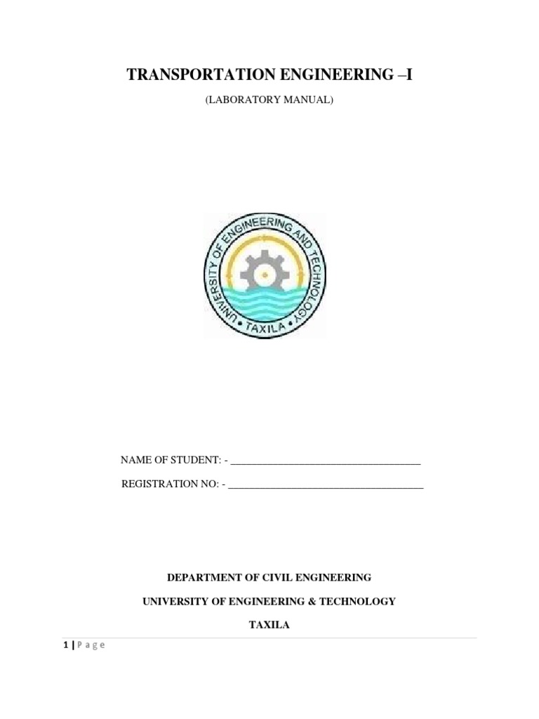 Transportation Engineering - I: (Laboratory Manual) | PDF | Wear | Concrete