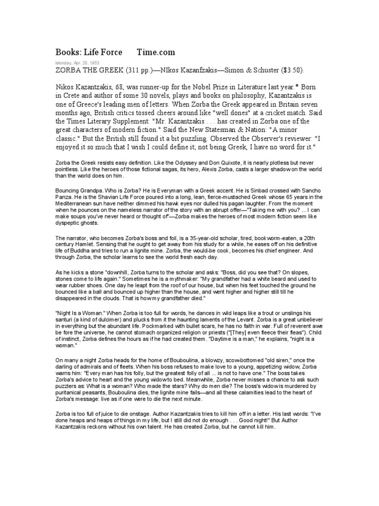 Zorba The Greek | PDF