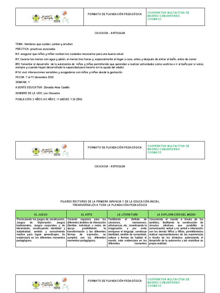 Planeación de 7 Al 11 de Diciembre | PDF | Educación de la primera ...