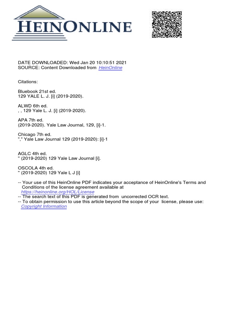 Yale Law Journal | PDF | Academic Journal | Juris Doctor