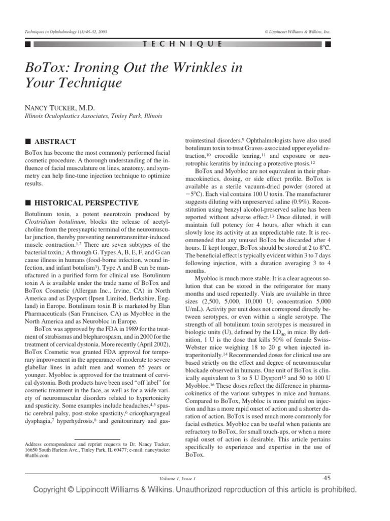 BoTox Injection Technique.15 | PDF | Botulinum Toxin | Medical Specialties