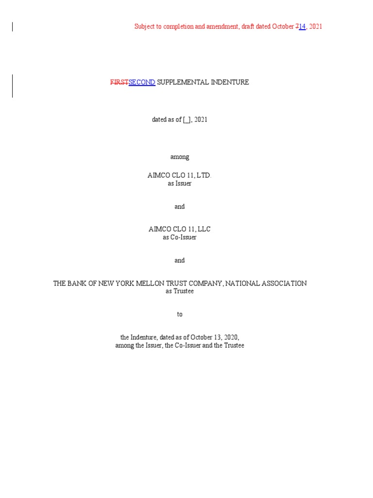 AIMCO CLO 11 Supplemental Indenture | PDF | Securitization | Securities ...