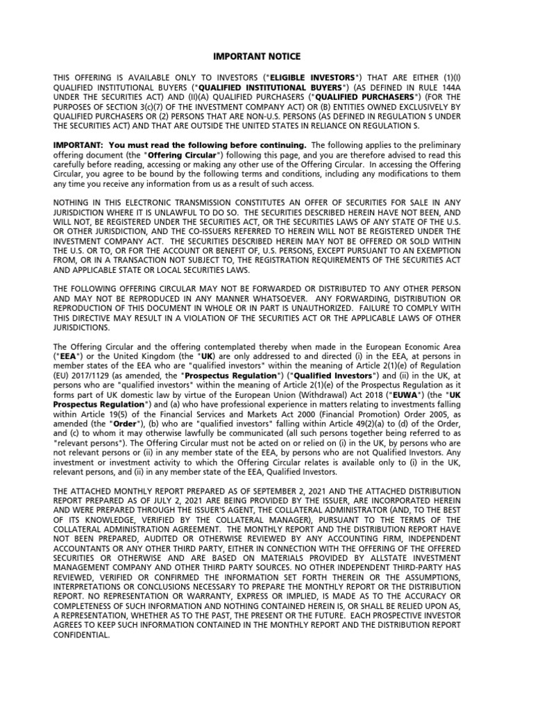 AIMCO CLO 11 Reset - Second Preliminary Offering Circular (BL vs. POC ...