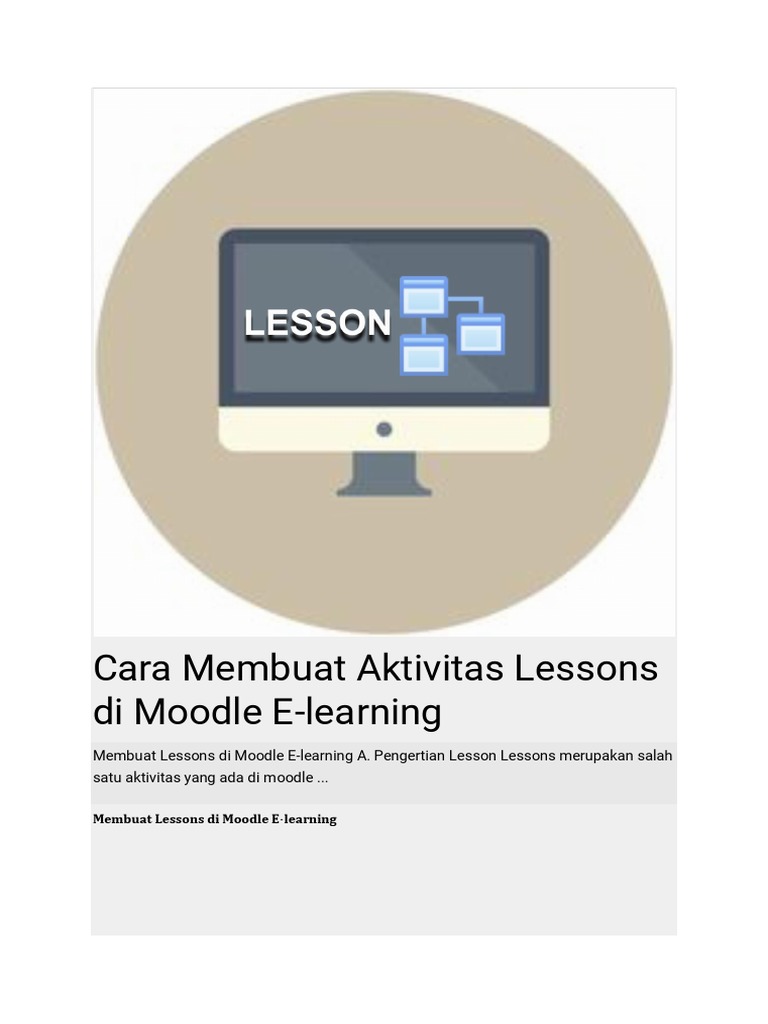 Cara Membuat Aktivitas Lessons Di Moodle | PDF