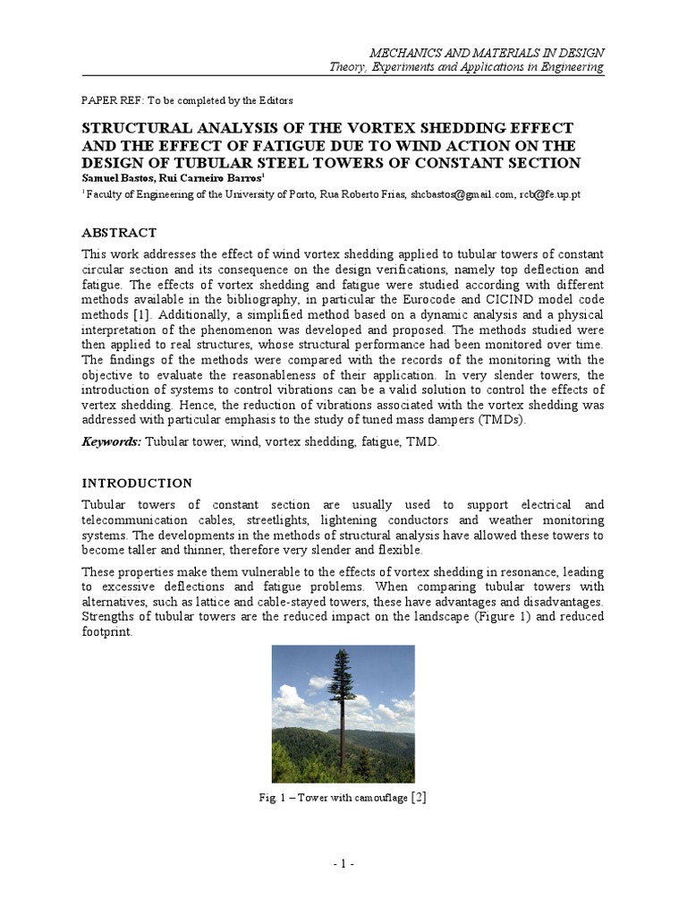 04 - Vortex SH and Fatigue Tubolar Towers - SB e RCB | PDF | Structural ...