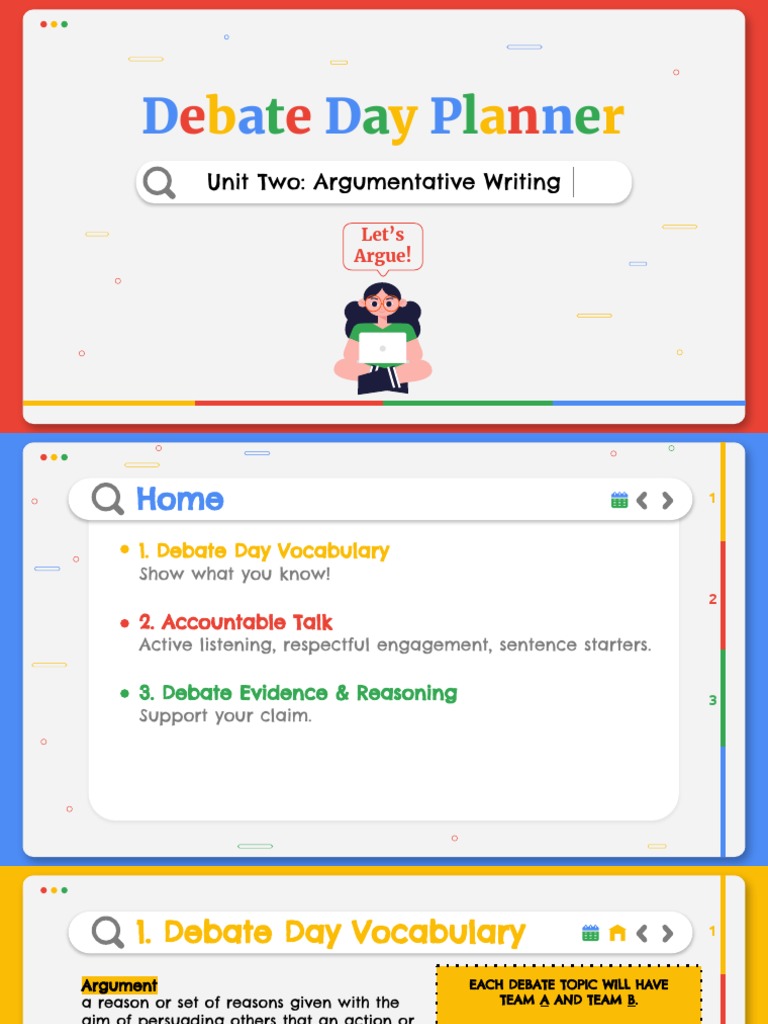 Debate Day Planner for Argument Writing | PDF | Educational Technology ...