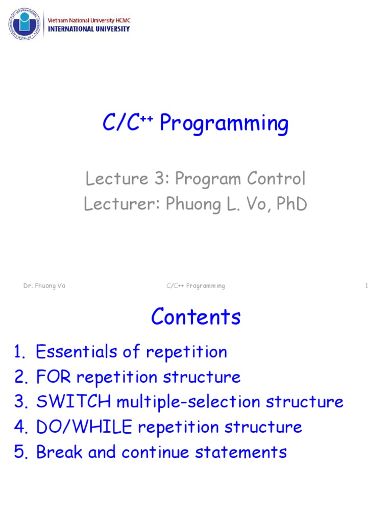Lecture 3 - Program Control - IT | Descargar gratis PDF | Control Flow | Computer Programming